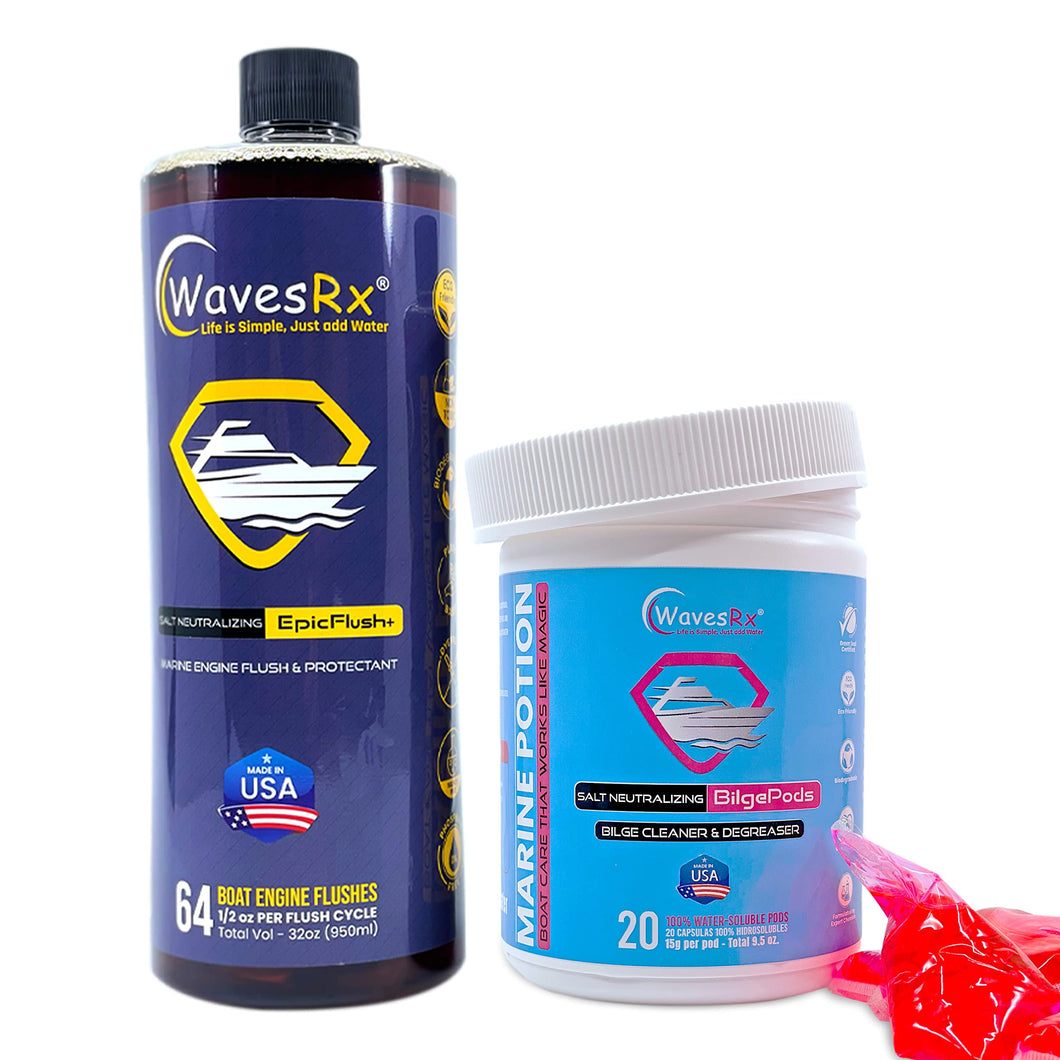 WAVESRX Marine Engine Flush & Protectant (EpicFlush) + Salt-Neutralizi ...