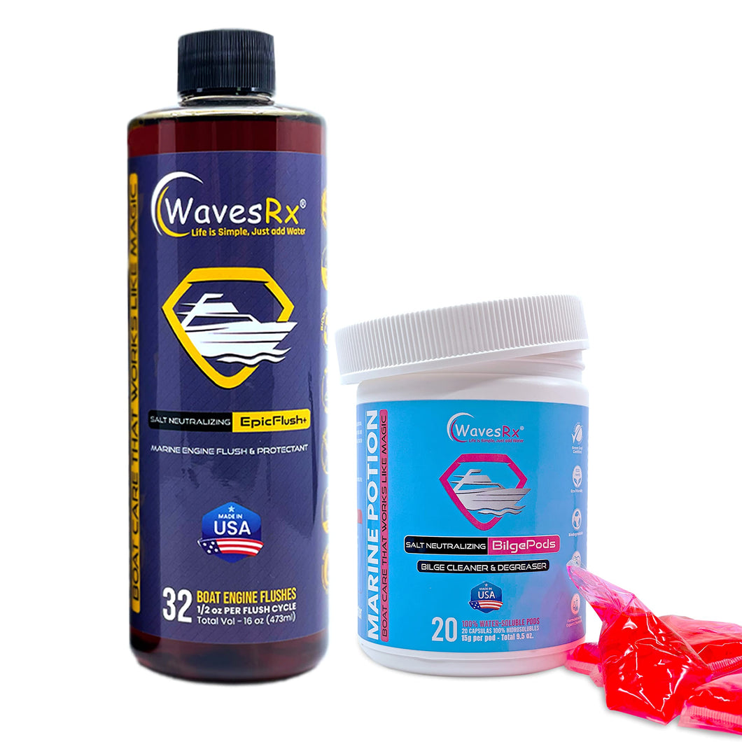 WavesRx Marine Engine Flush + Bilge Cleaning Pods | Salt-Neutralizing